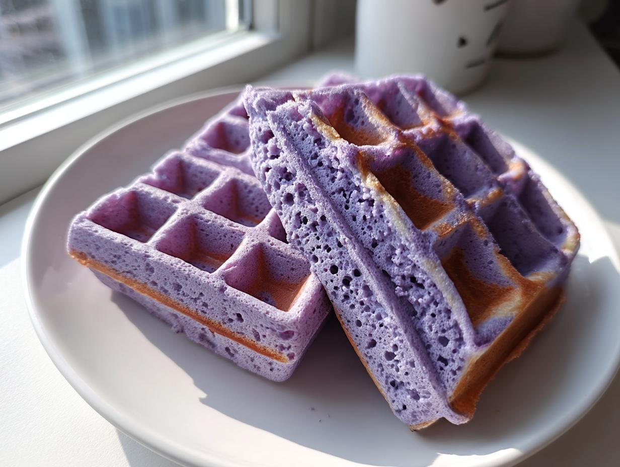 Irresistible Crispy And Tender Ube Waffles Recipe 4 - freddyrecipes.com